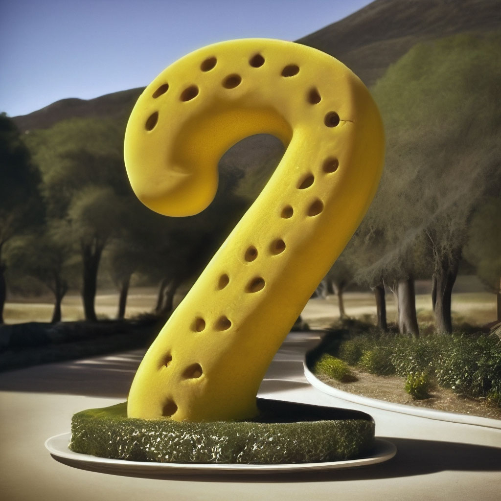 "The funniest and funniest question mark" — image created in Shedevrum