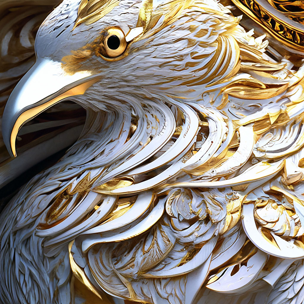 "White golden raven, close-up, zentangle pattern on feathers, high ...