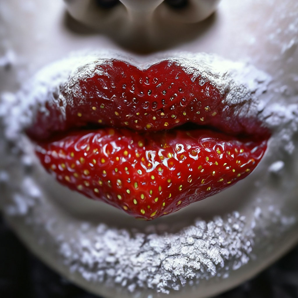 "Metamorphic, metamorphoses of the face: strawberry+ powdered sugar ...