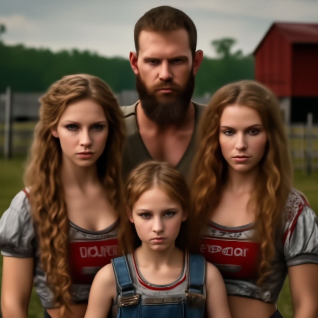 "Inbreeding the Redneck family" — image created in Shedevrum