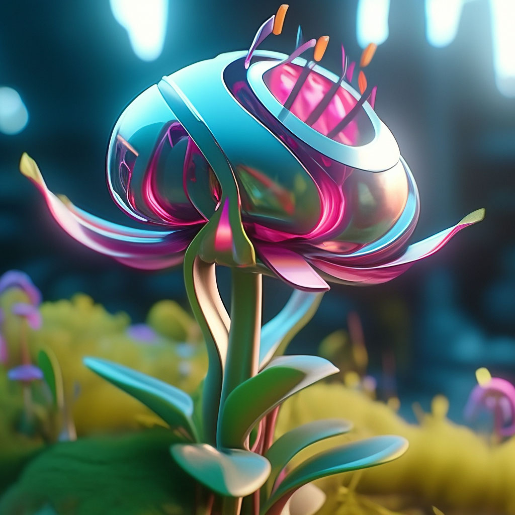 "Futuristic alien flower" — image created in Shedevrum