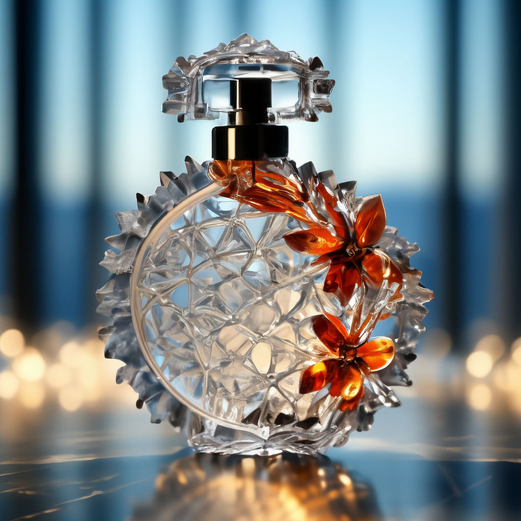 "Perfume bottle in the form of a crystal asymmetric airy shape, insert ...