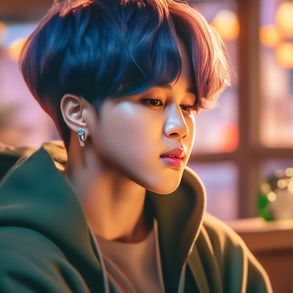 "Draw a portrait of Jimin from the BTS group in a romantic setting, 4k ...