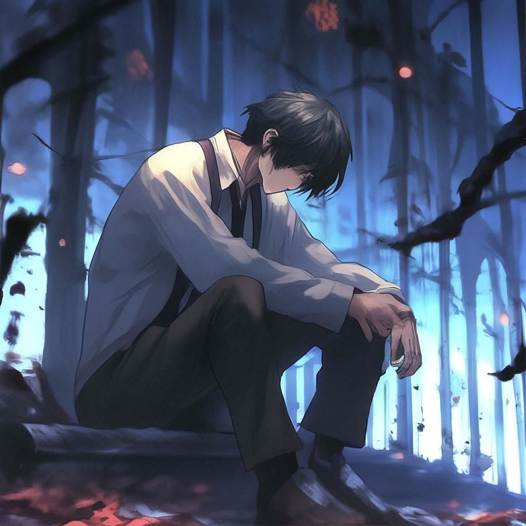 "The guy is rotting, anime, dark tones, sadness, depression, loneliness ...