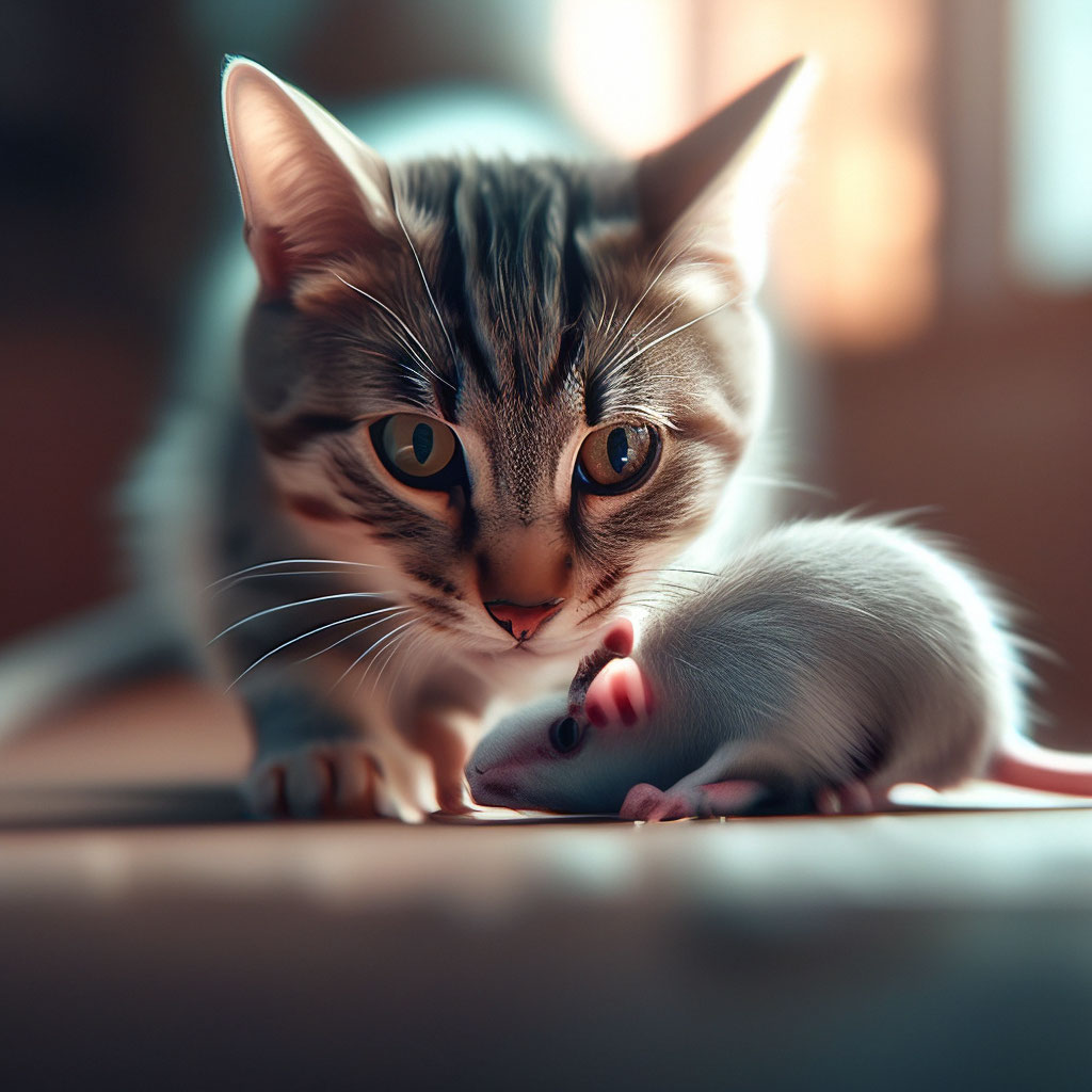 "Rat caught a cat, aesthetically pleasing, beautiful, realistic ...