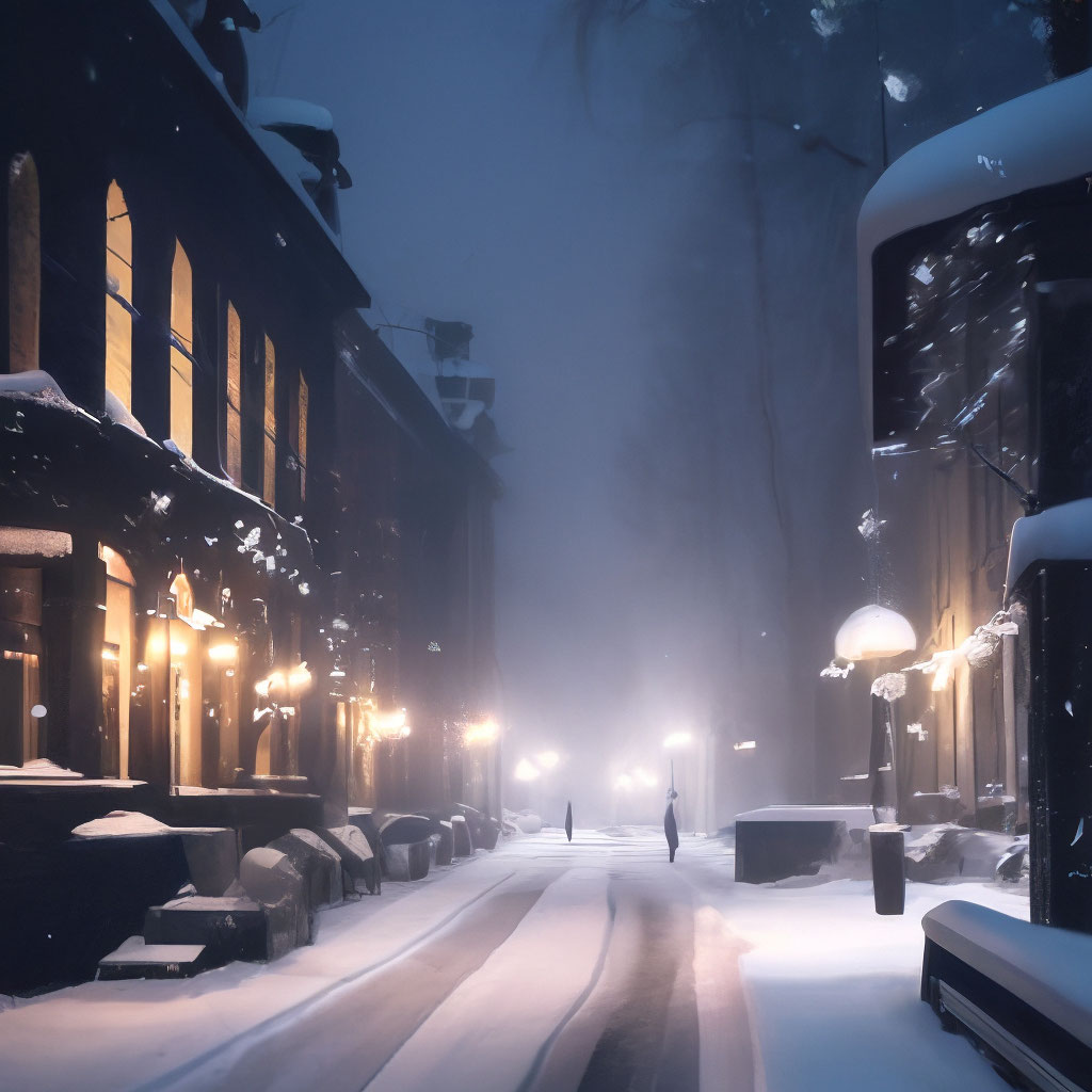 "Snowfall atmosphere night New Year's Eve snedinki dimly gloomy one ...