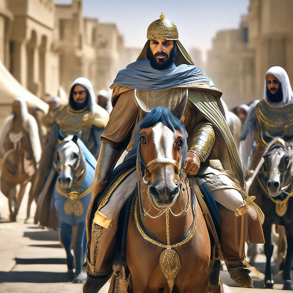 "Medieval Arab Amir Amr ibn al-As(60 years old, beard,swarthy,beautiful ...
