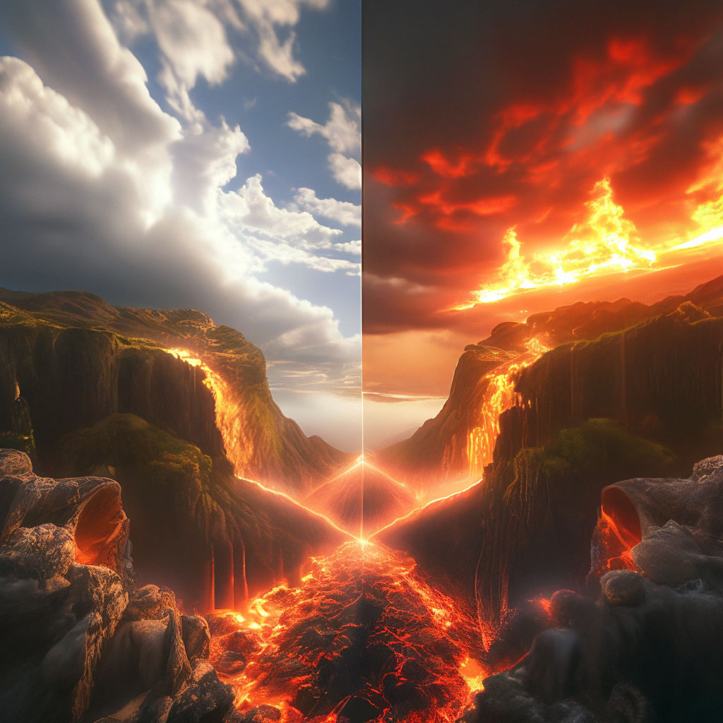 "Hell and Heaven., beautiful, realistic, high resolution, high detail ...