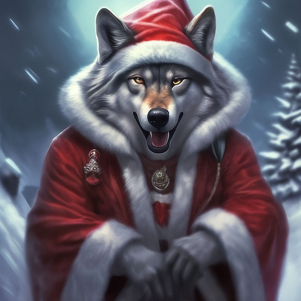 "The wolf santa claus" — image created in Shedevrum