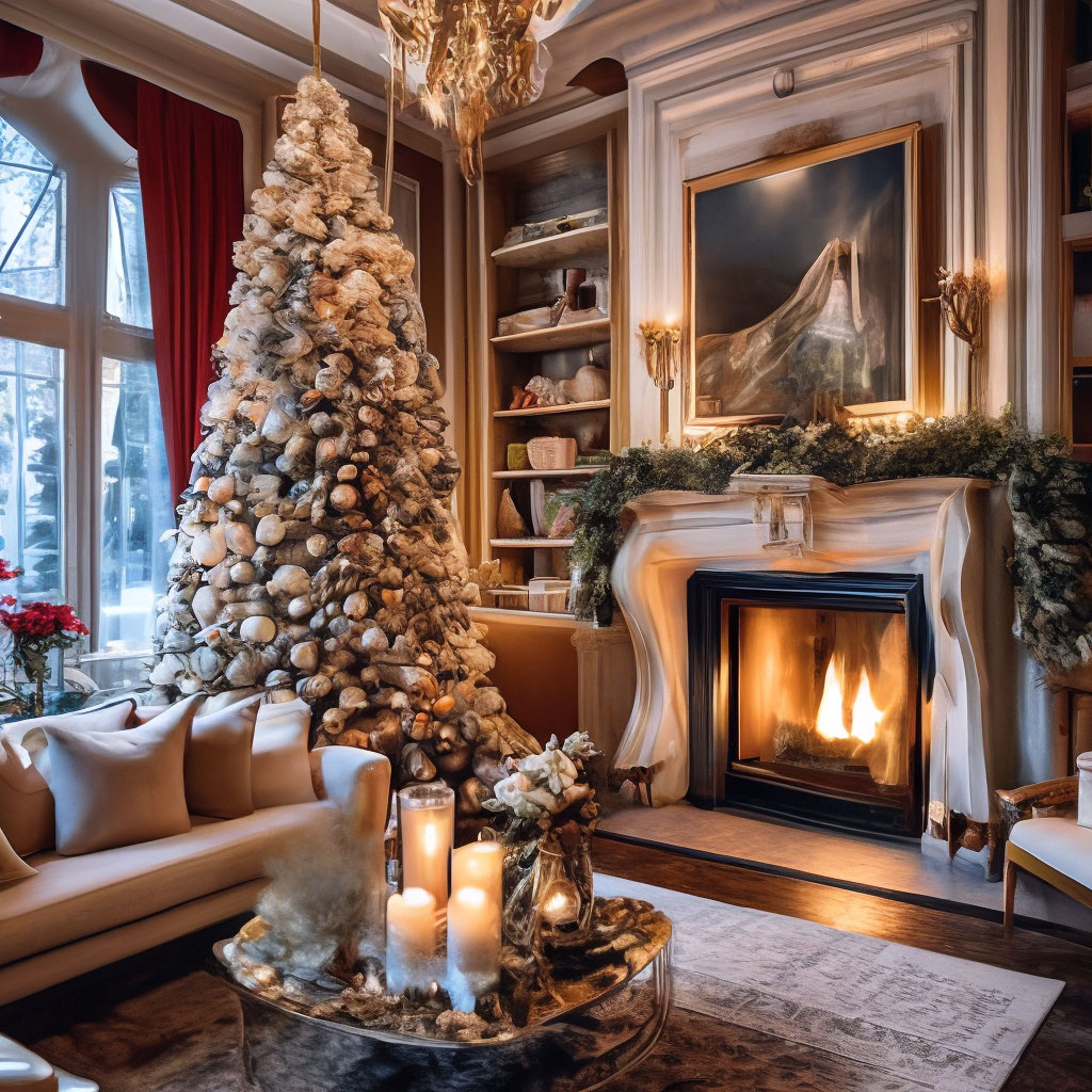 "The spectacular living room in the New Year is beautifully decorated ...