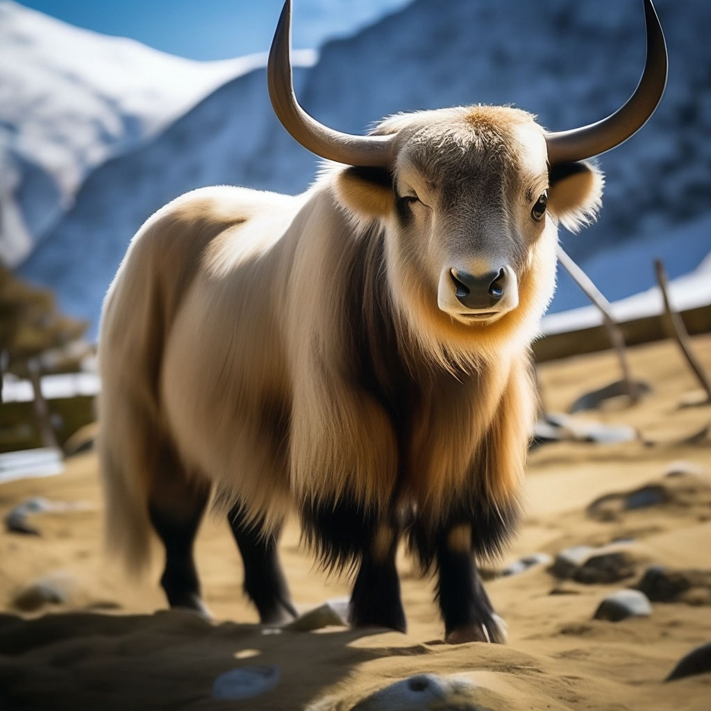 "A small hybrid of a yak and a bull" — image created in Shedevrum