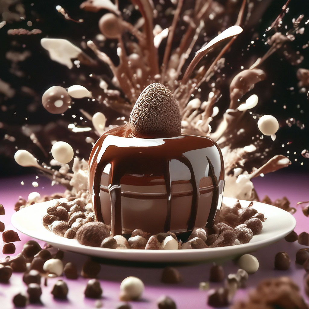 "Unusual bombically explosive dessert serving "Chocolate dessert ...