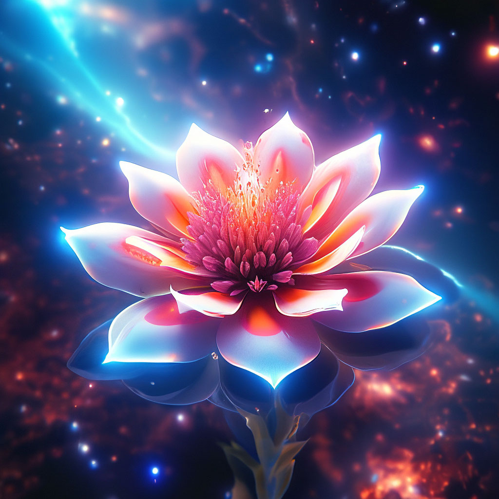 "A beautiful magic flower in space" — image created in Shedevrum