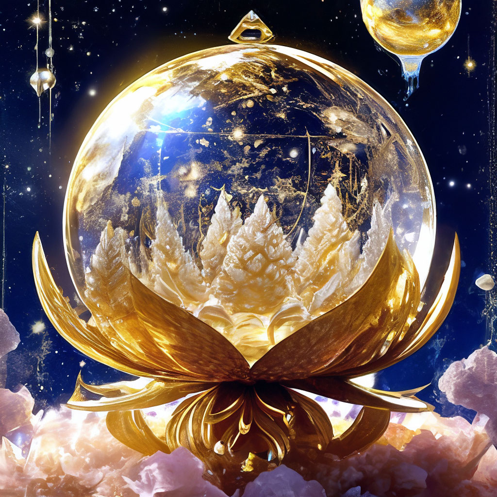 "Fantasy new year's ball intelligent golden network of cloud worlds micro fabulously,fantastic ...
