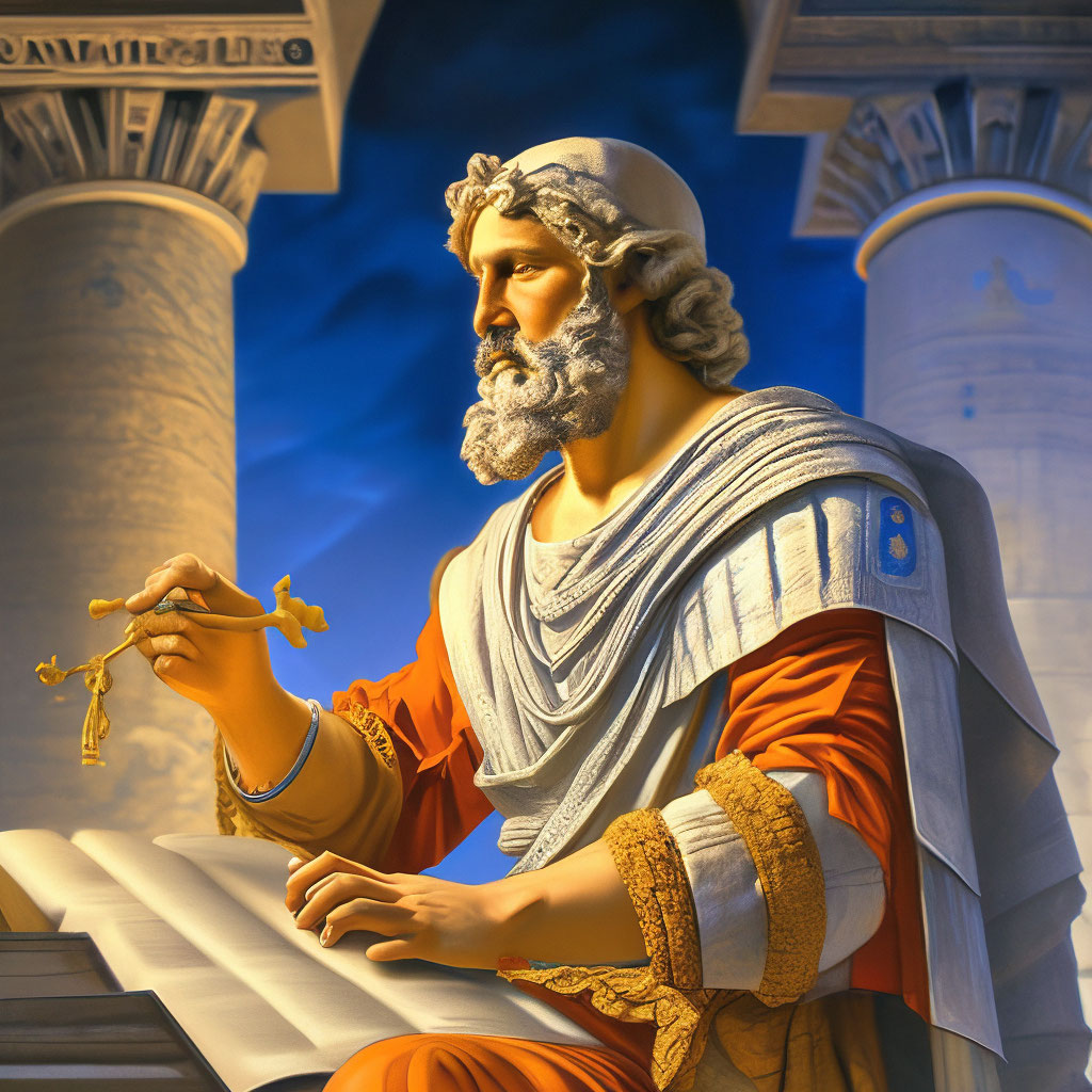 "The great mathematician of antiquity" — image created in Shedevrum