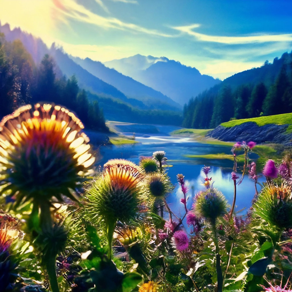 "Very beautiful nature 1024k. forests and mountains, sea, horned skull ...