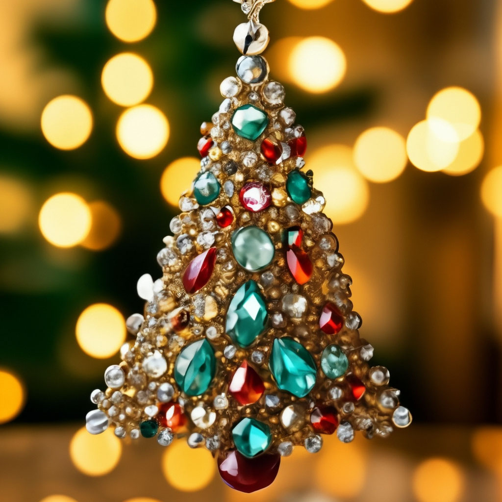 "Christmas tree decoration made of precious stones" — image created in ...