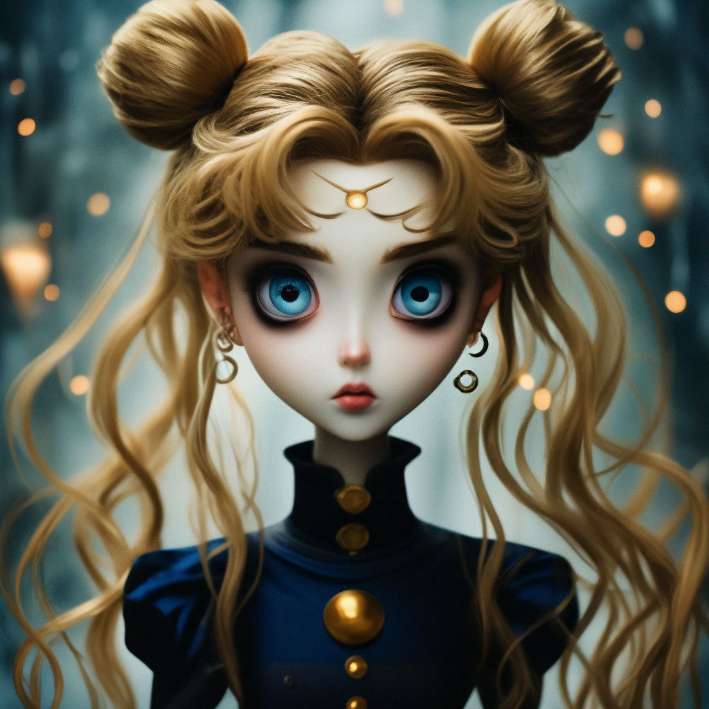 "Sailor moon in the style of Tim Burton" — image created in Shedevrum