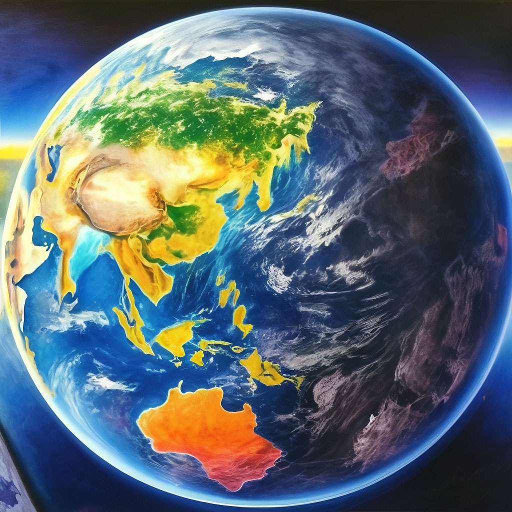 "Hybrid Past + present + Future Planet Earth Futurism High resolution ...