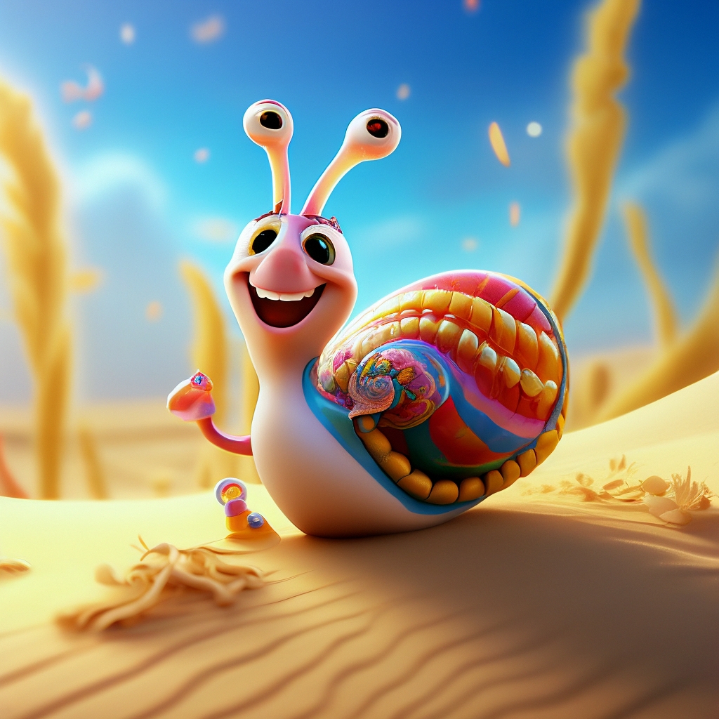 "Cartoon fluffy, fantastic snail dancing with cute fluffy, cute ...
