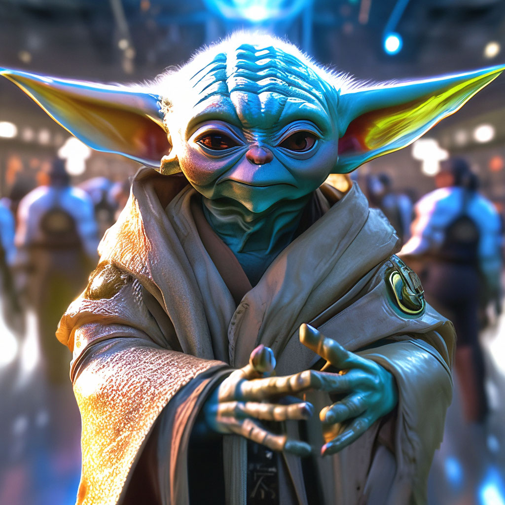 "New flash mob, master Yoda Jedi from the movie star wars, general plan ...
