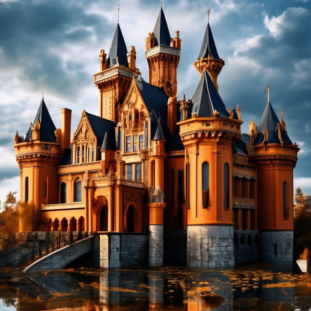 "Beautiful castle This beautiful castle is painted in orange color ...