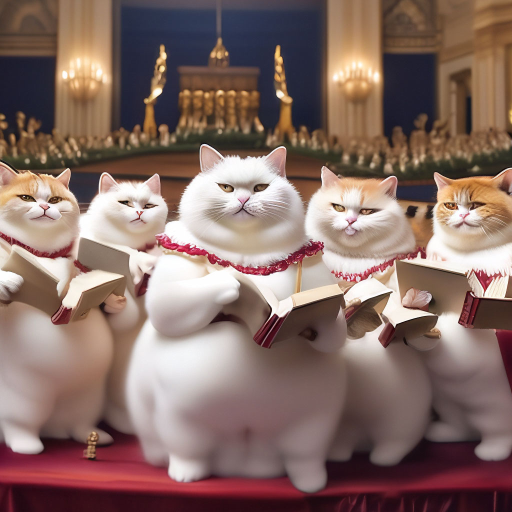 "Performance of the choir of fat beautiful cats in the philharmonic ...