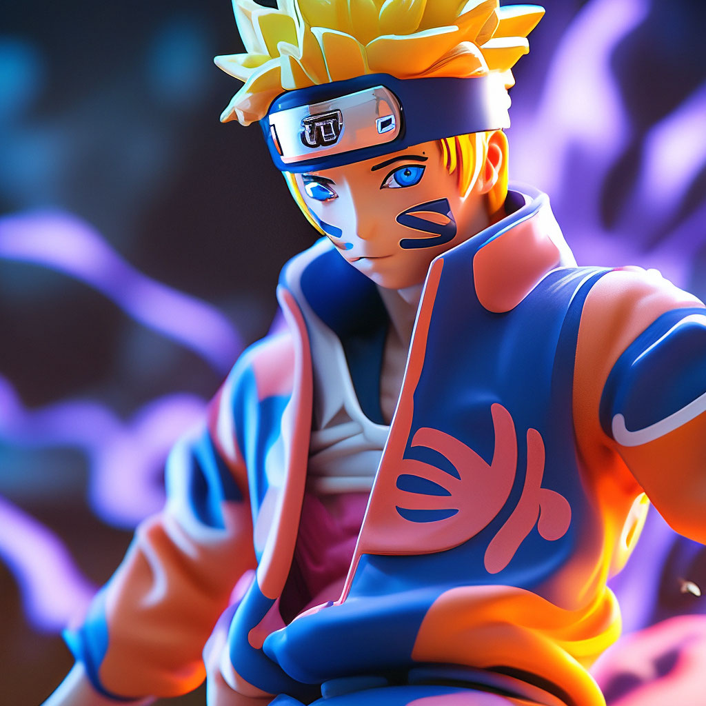 "3D figure of the Naruto character,small details, aesthetically ...