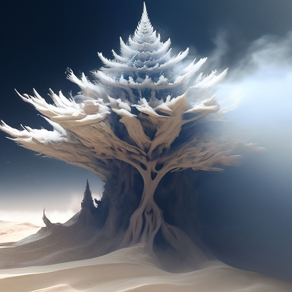 "The far world @el_p the world of sand, a tree made of sand, a fractal ...