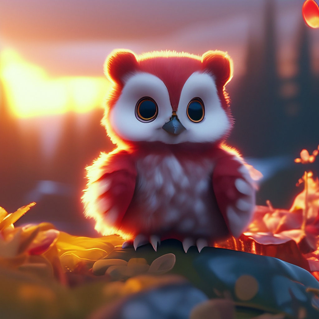 "Cute super fluffy red panda owl, beautiful, realistic, 4k, high detail ...