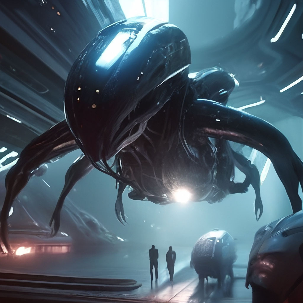 "Technological autonomous transport of xenomorphs. Future. Dark matter ...