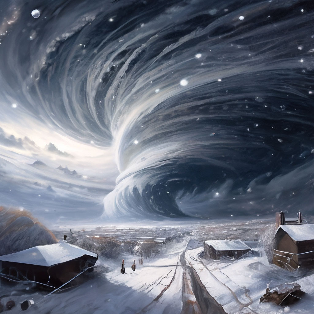 "A storm obscures the sky with a whirlwind of snow twisting.." — image ...