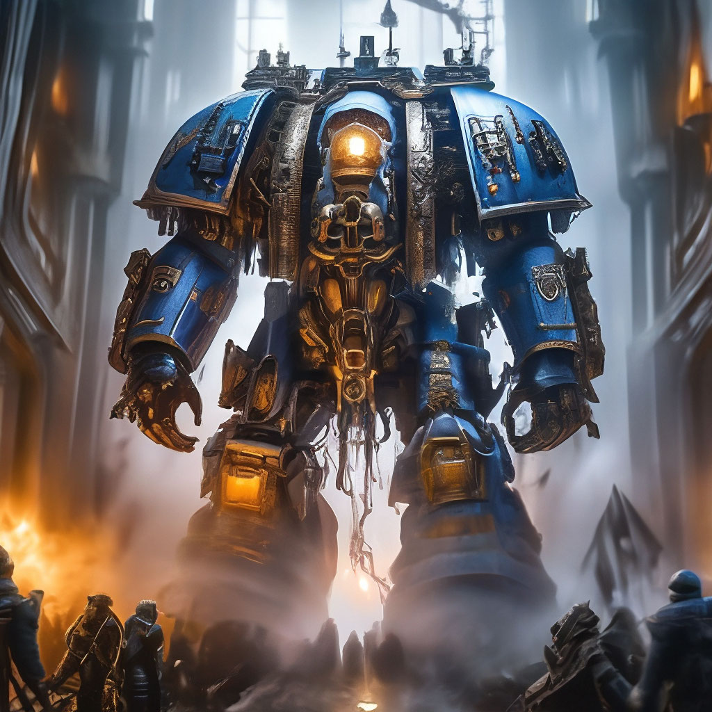 "Adeptus mechanicus, dreadnought assembly, dark fantasy, professional ...