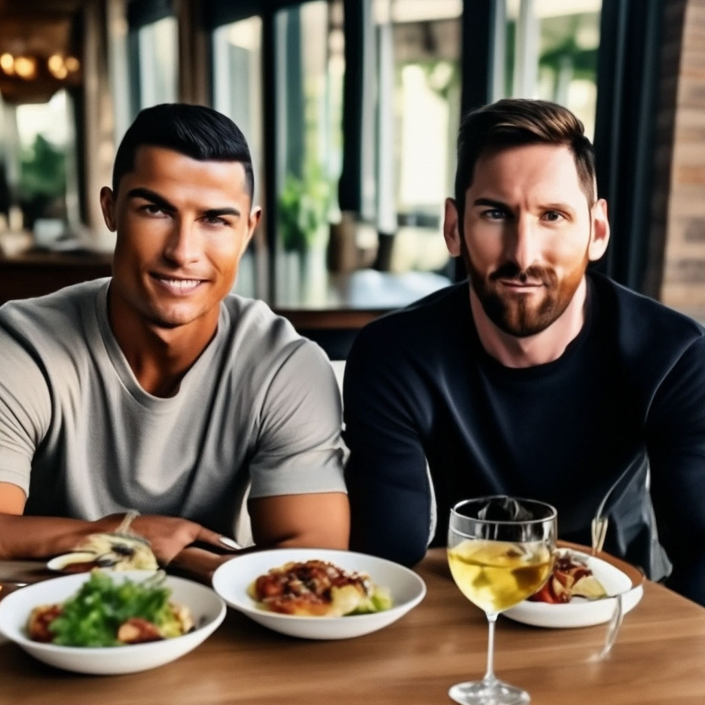 "Cristiano Ronaldo and Messi have dinner together at the same table ...