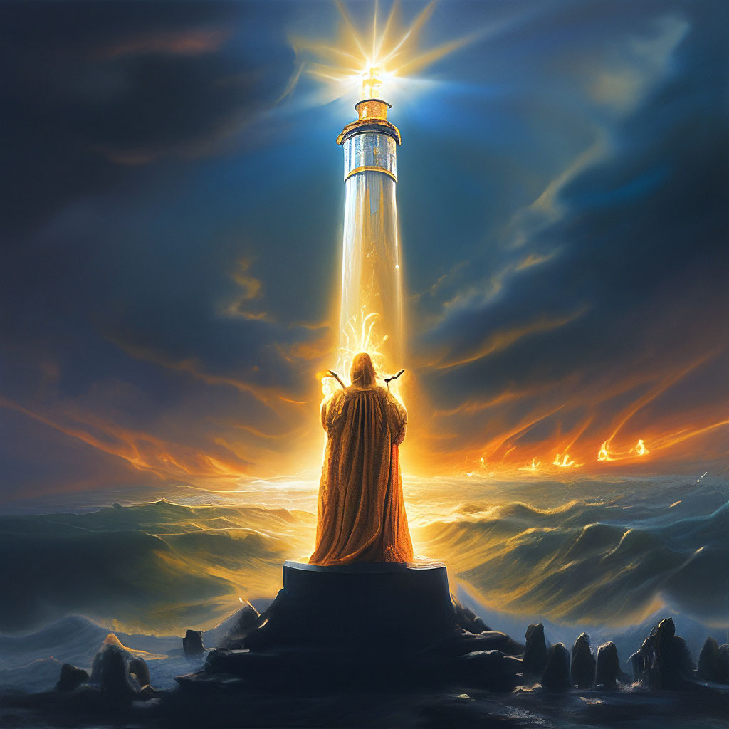 "Beacons of salvation in the dark" — image created in Shedevrum