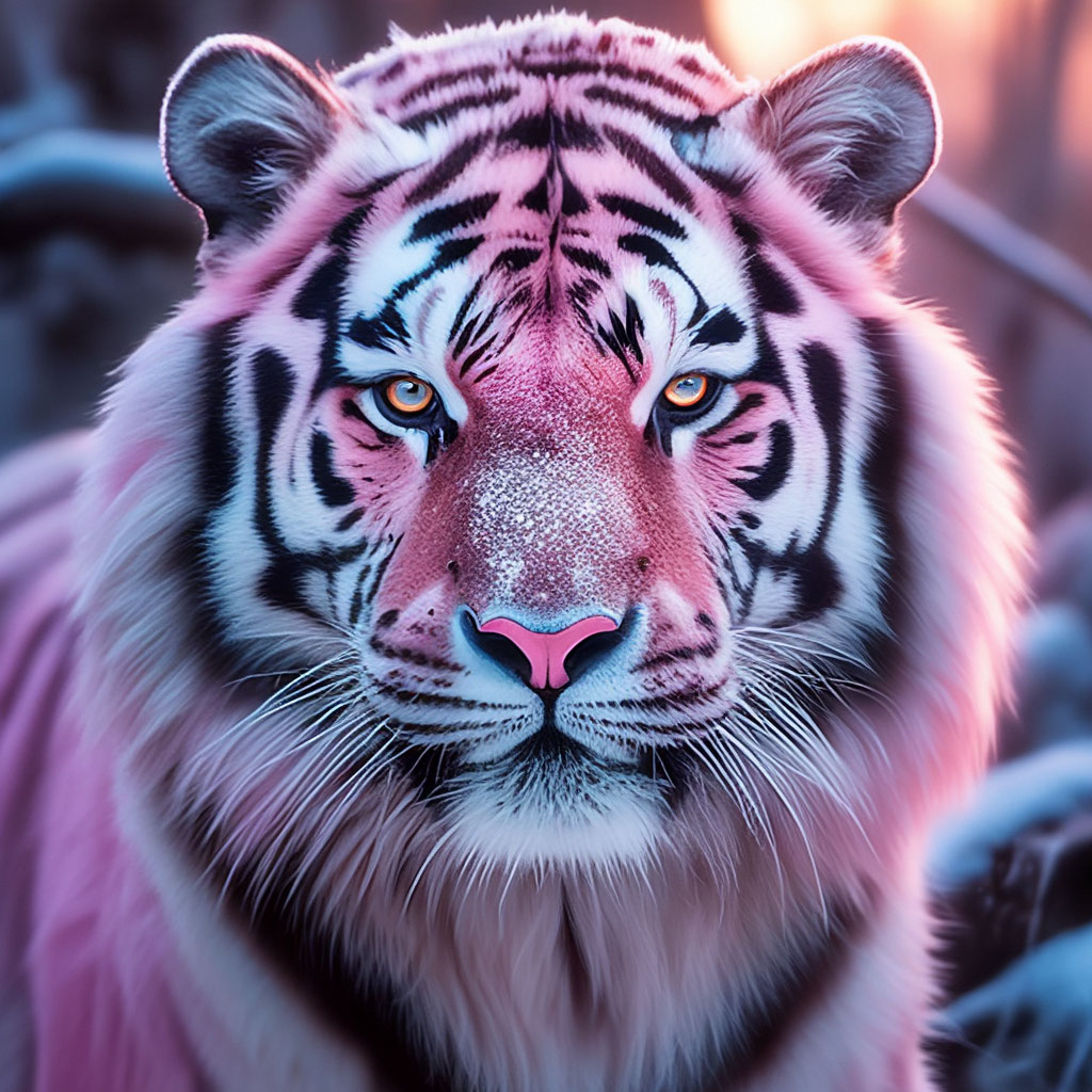 "What kind of lion is this tiger , hyper-detailing of pink fur, eyes ...