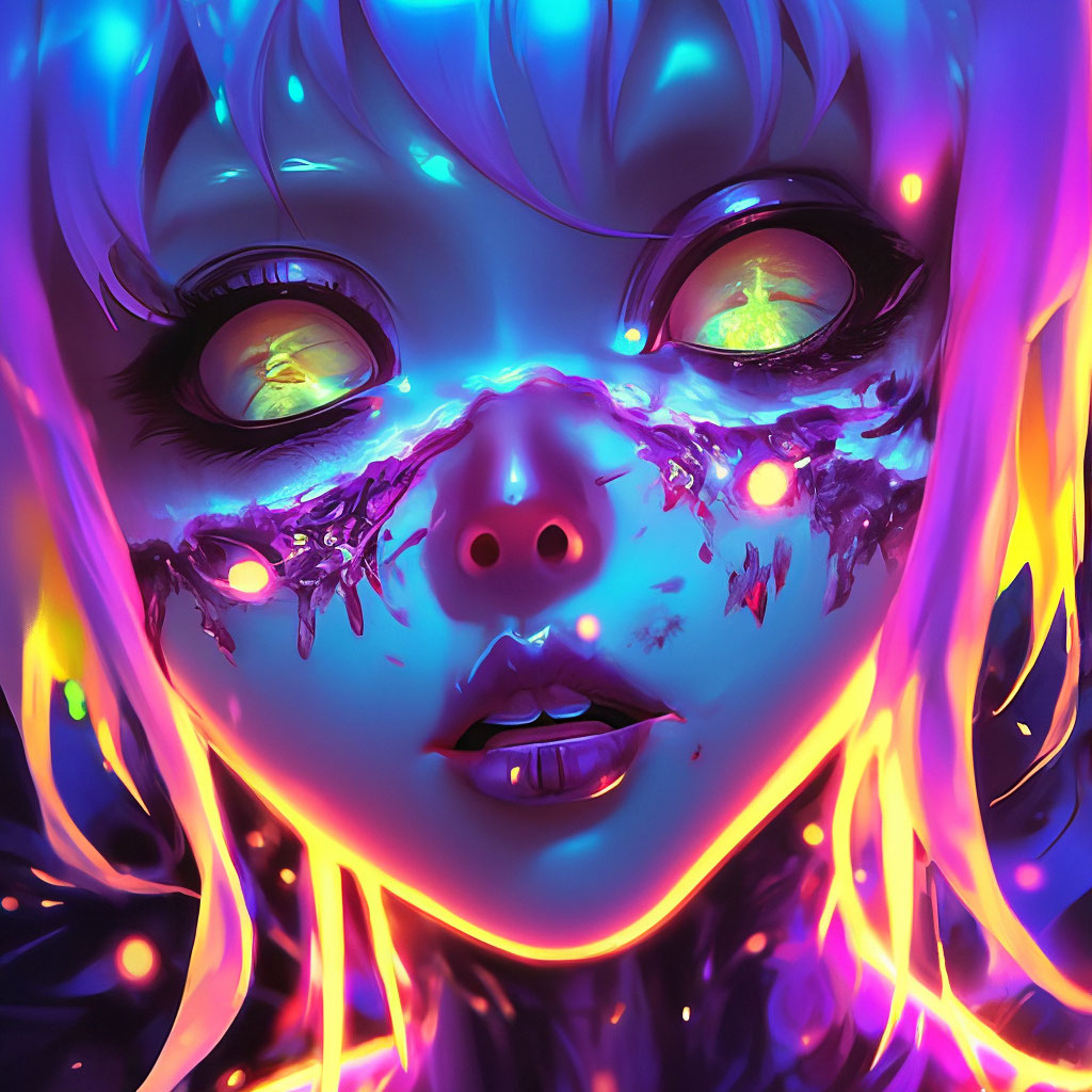 "In the style of IroT, surrealism, grotesque, psychedelic, emotions of ...