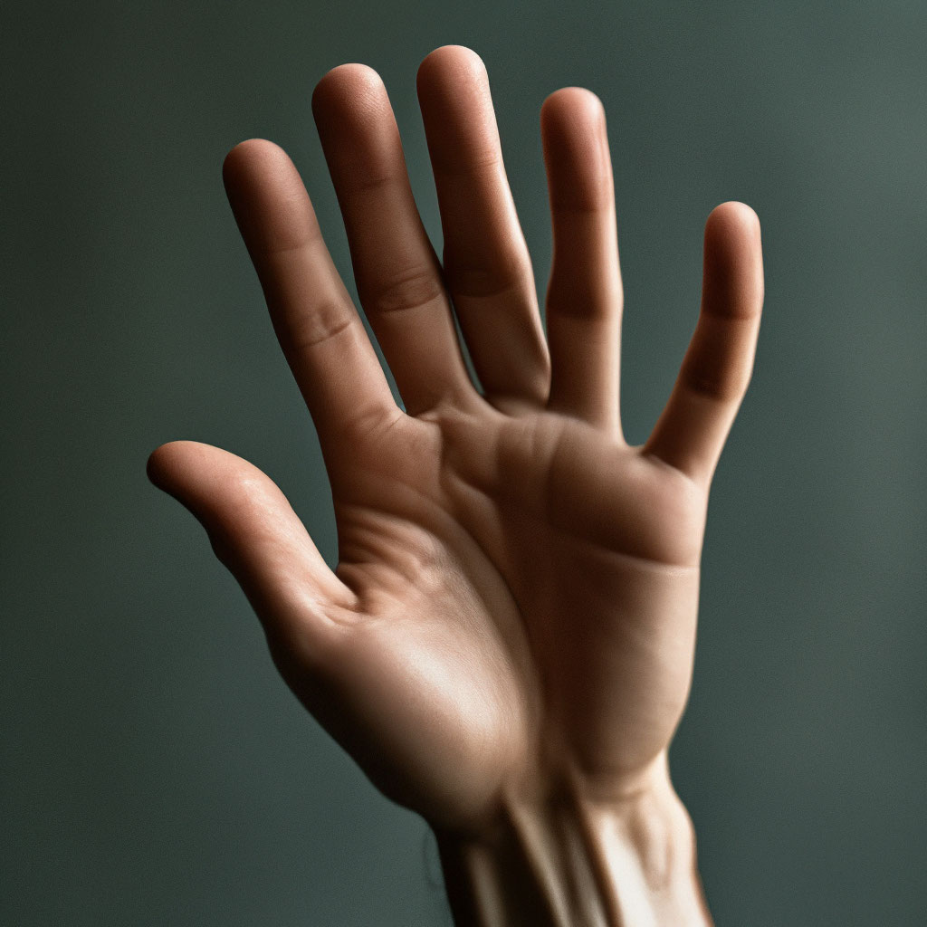 "Human hand with 5 fingers" — image created in Shedevrum