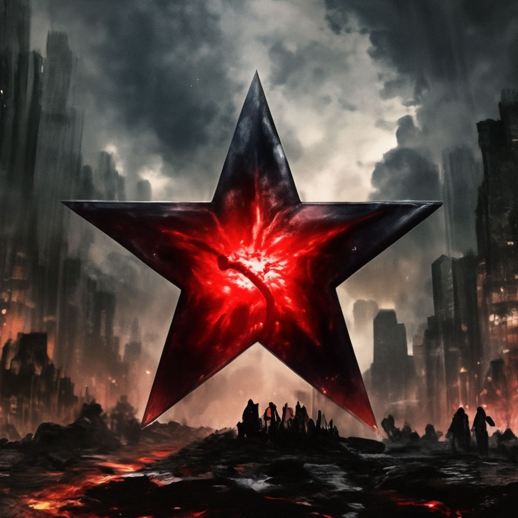 "Red star, hammer and sickle" — image created in Shedevrum