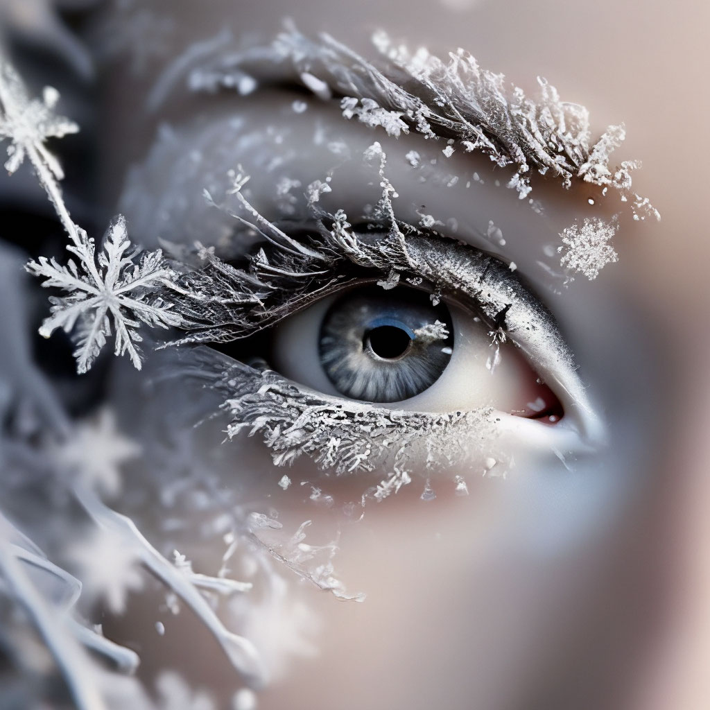"Snowy eyelashes, snow, joyfully, delicate tones, botanikal art ...