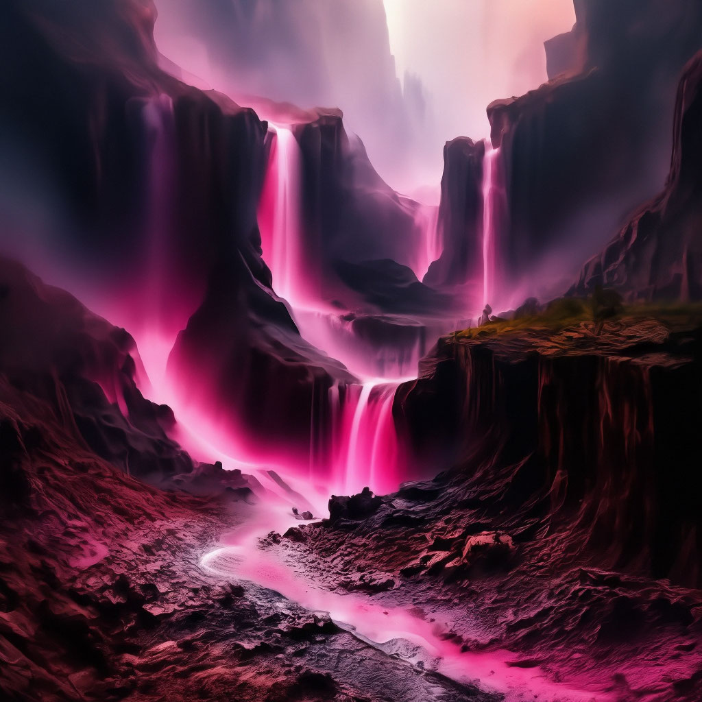 "A big chasm in the ground pink shades" — image created in Shedevrum