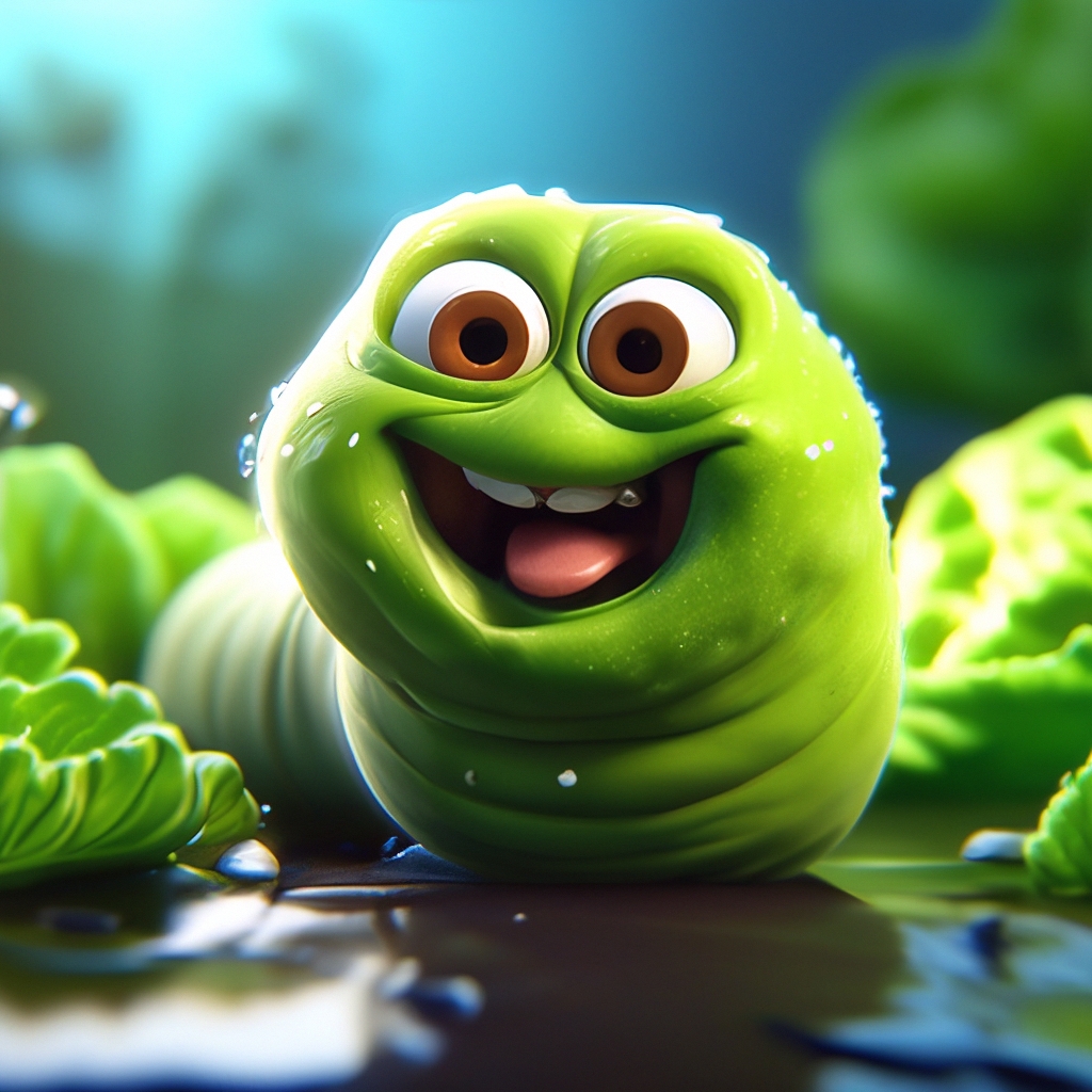 "Funny, fat fluffy worm, crawling on wet cabbage, afraid of water ...