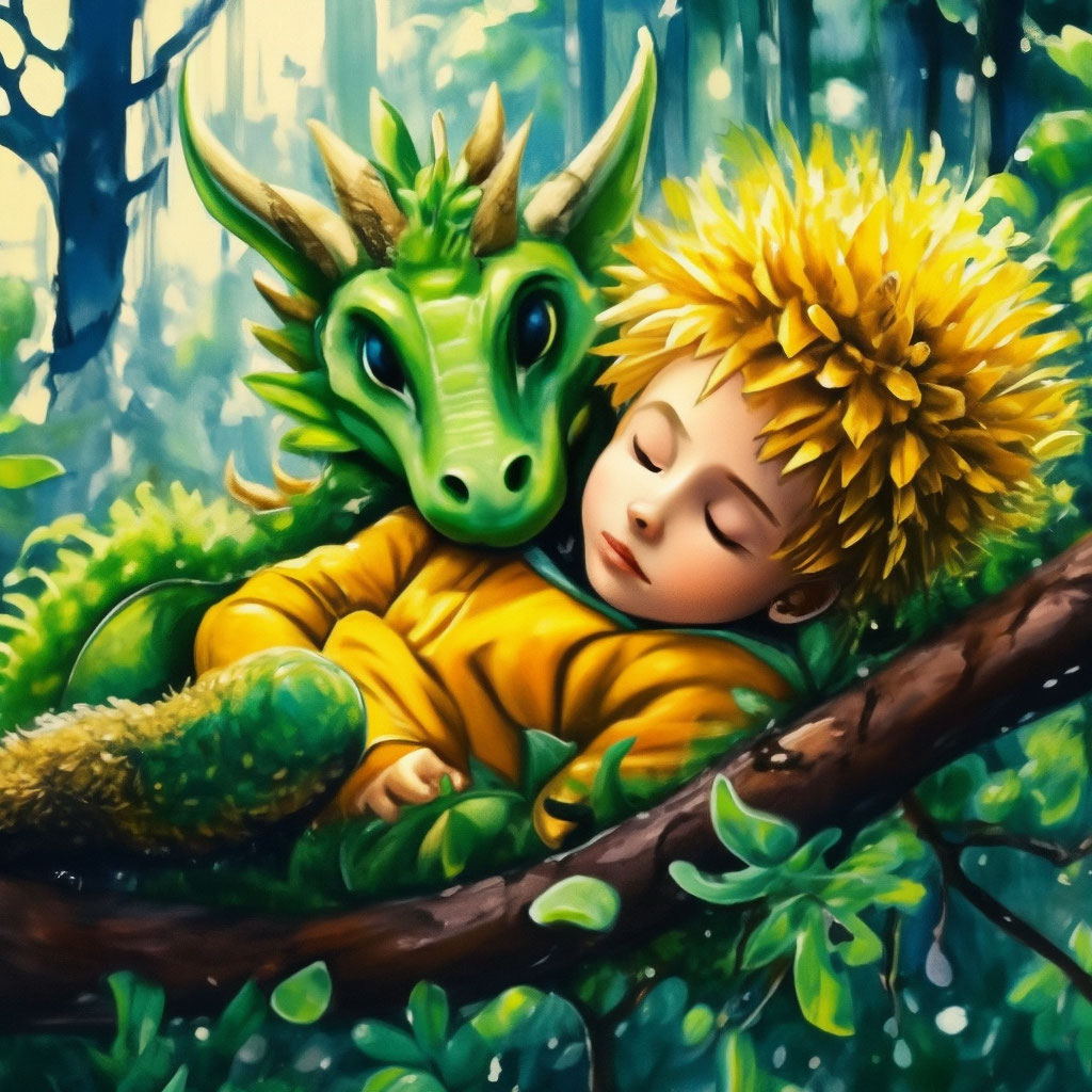 "Sketch with alcohol markers a dandelion cute dragon child and a boy ...