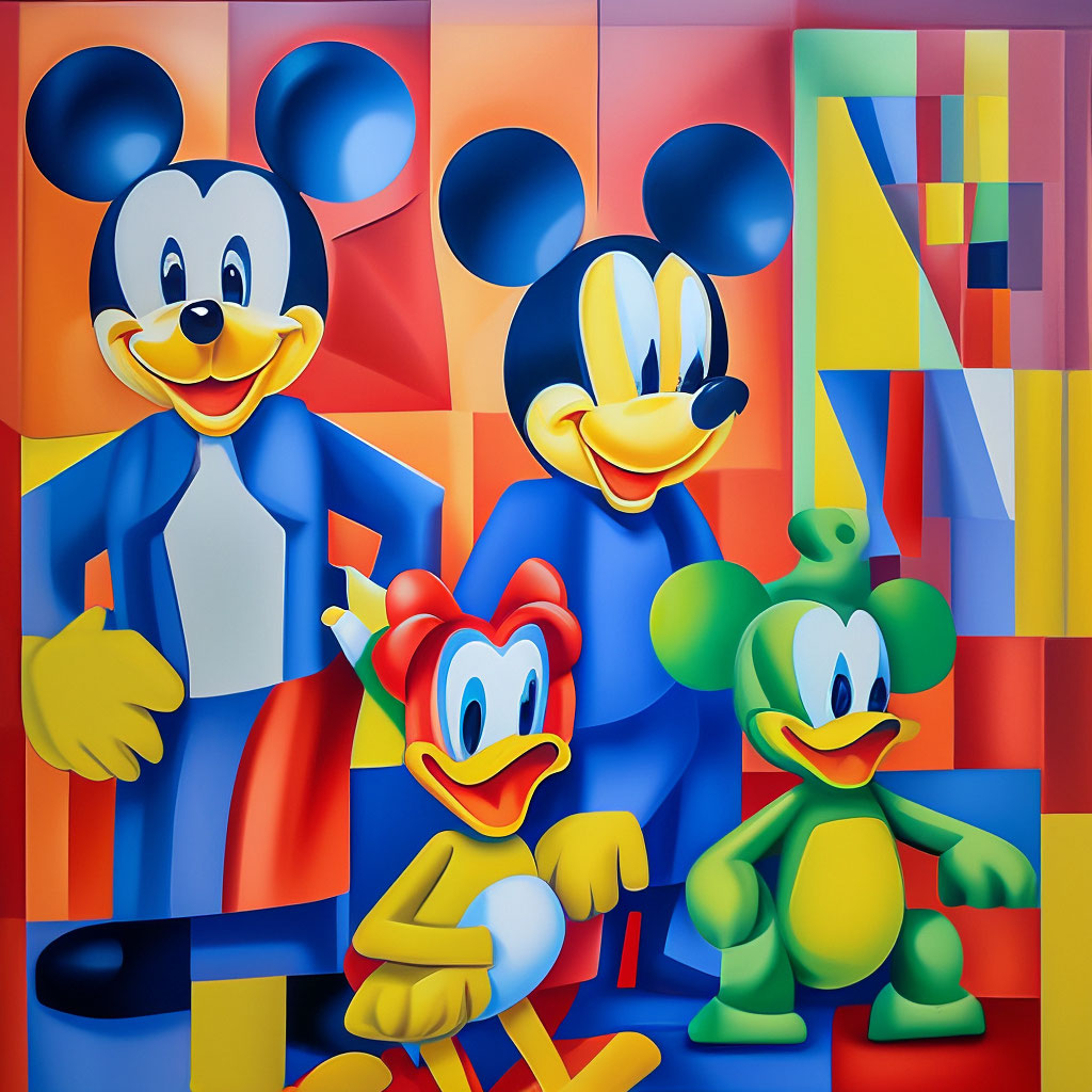 "Mickey Mouse, Donald Duck and Gummi bears stand posing for the camera ...