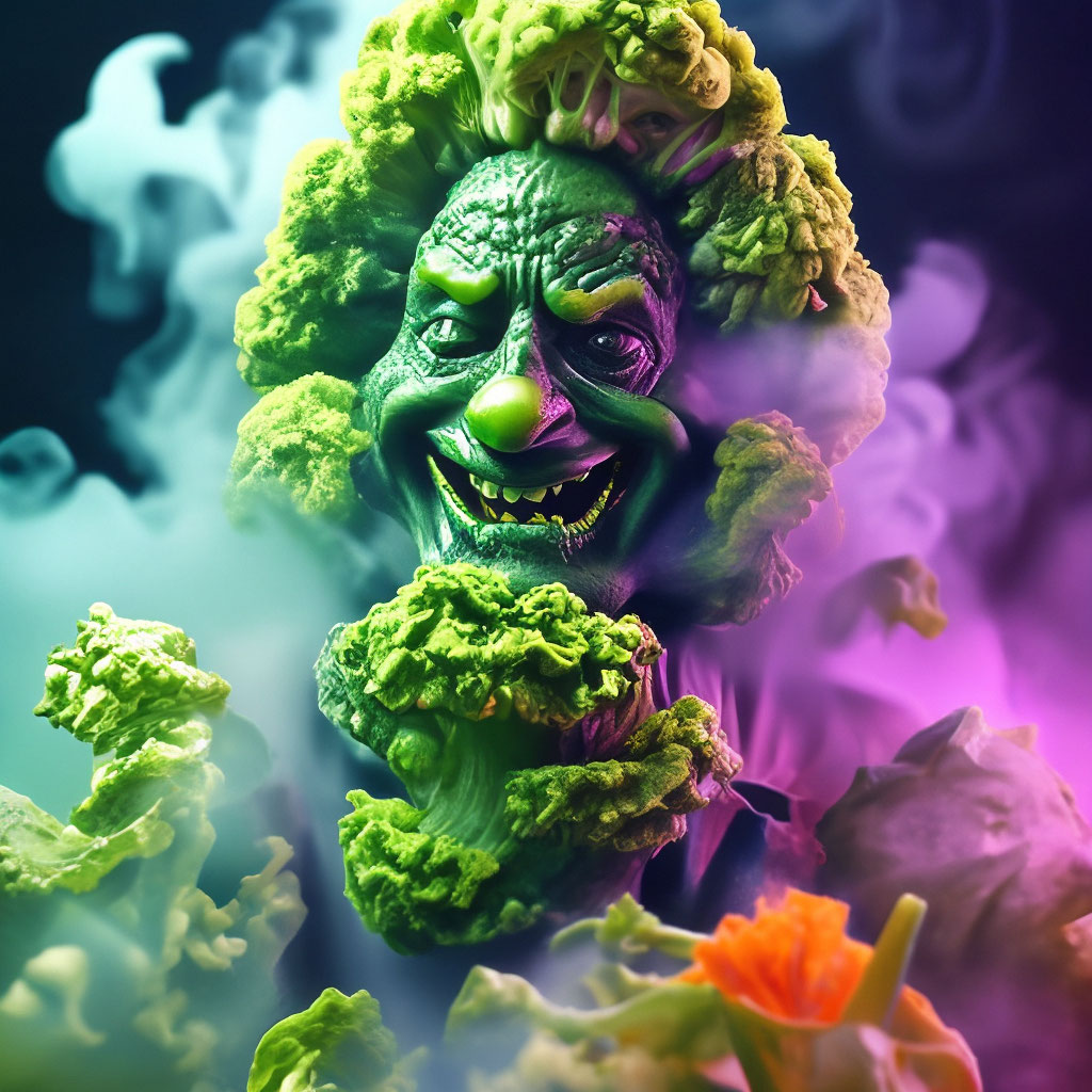"The black Mr. Cabbage of smoke. arthouse, colorful, bright, horror ...