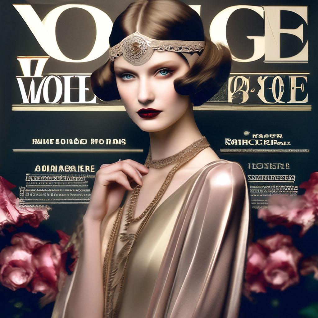 "The "V.O.G.U.E" magazine cover,focus on logo, glossy magazine of a ...