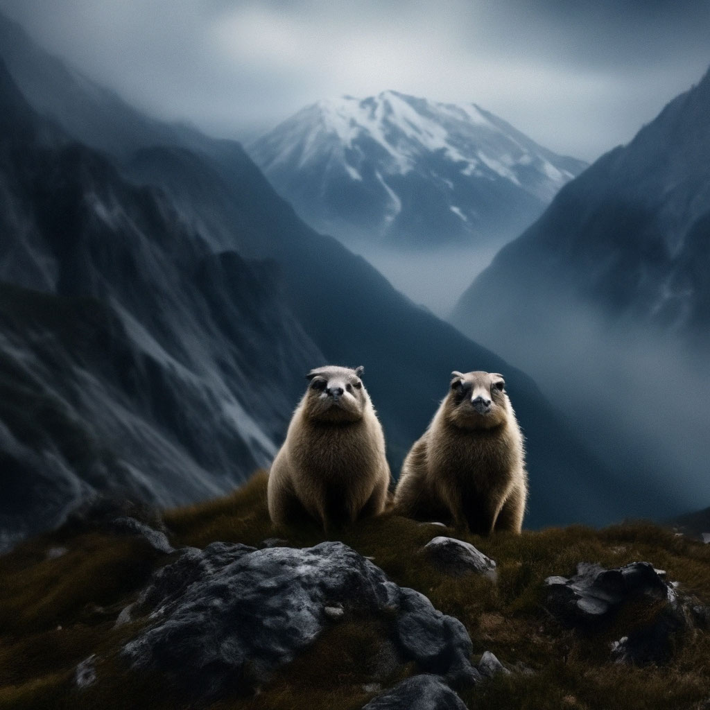 "Marmots high in the mountains" — image created in Shedevrum
