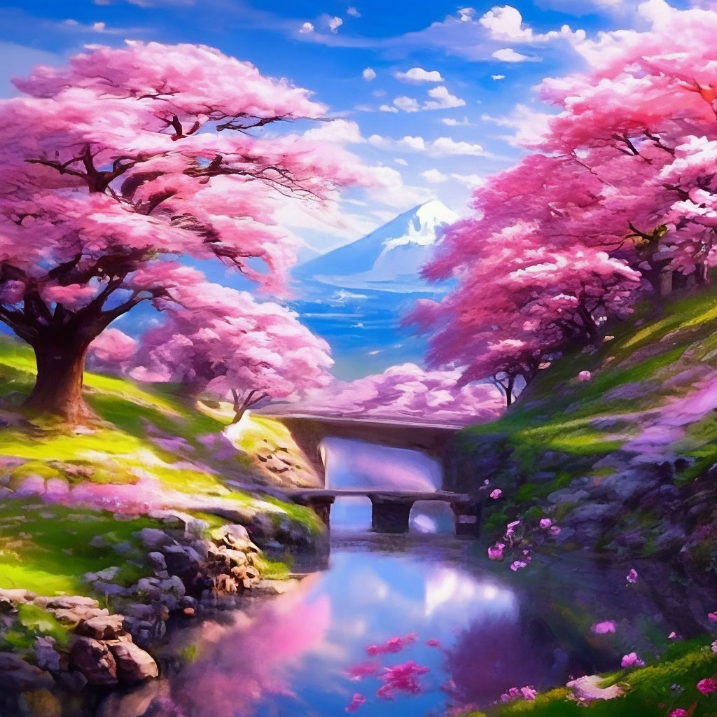 "Landscape. sakura. very beautiful. high quality" — image created in ...