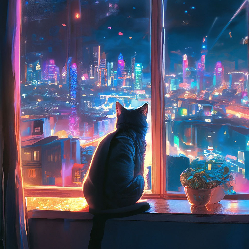 "A gloomy, gray, dreary room. a lonely cat is sitting on the window ...