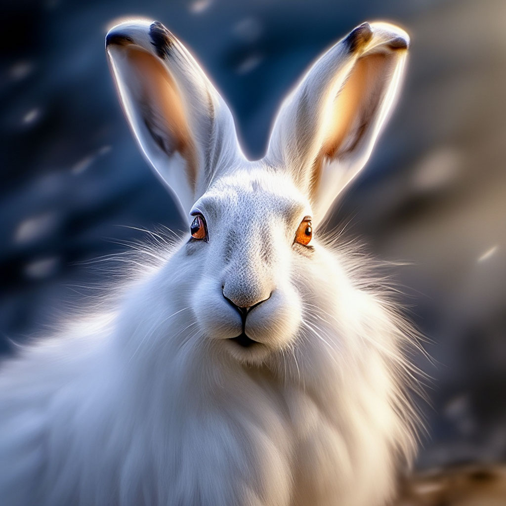 "Hyper realistic white hare, 5d realistic 64k, soft fluffy fur that you ...